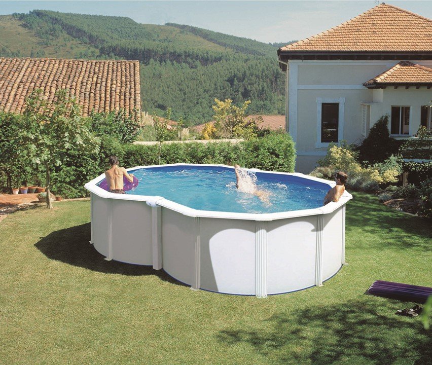 Stålpool 8-tals formet 5,0 x 3,4 x 1,2 m - Stålvægs pool fra Gre